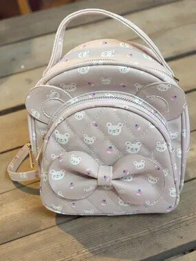 Under One Sky | Bags | Mini Backpack With Bear Print Bow Accent Under ...